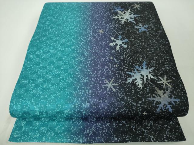 平和屋本店■極上　夢琳派の世界　灘景翔　全通柄袋帯　遊美物語　雪の結晶　銀彩　逸品　未使用　DZAA3952kh5