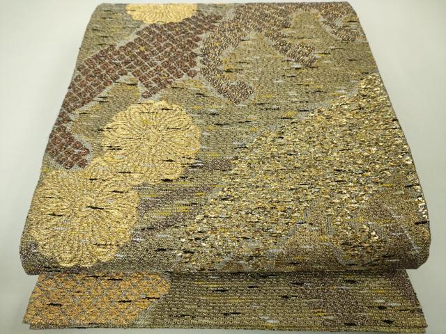 平和屋本店■極上　創業280年　誉田屋源兵衛　太鼓柄袋帯　純金　立波菊文　金銀糸　逸品　DZAA3965kh5