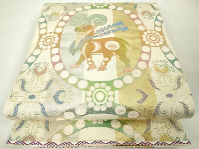 平和屋本店■最高級　龍村平蔵製　本袋帯　羊王波欺錦　金銀糸　逸品　DZAA3980kh5