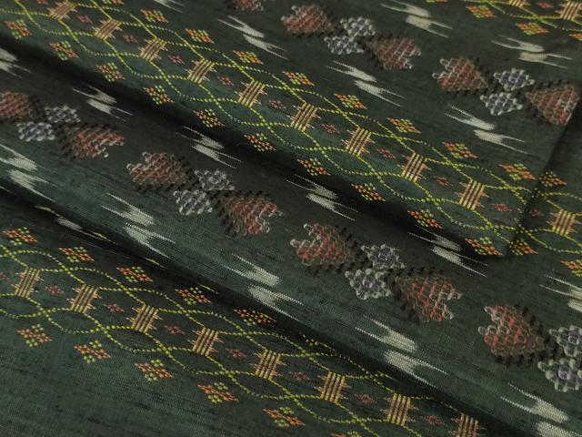 平和屋本店■希少　本場琉球　読谷山花織　訪問着　紬地　褐返色地　逸品　DZAA4086kh5