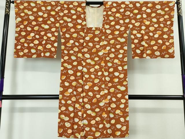 平和屋本店■極上　銀座　志ま亀　道行コート　ロング丈　貝合わせ　雀茶色地　鬼しぼ縮緬　逸品　DZAA4138kh5