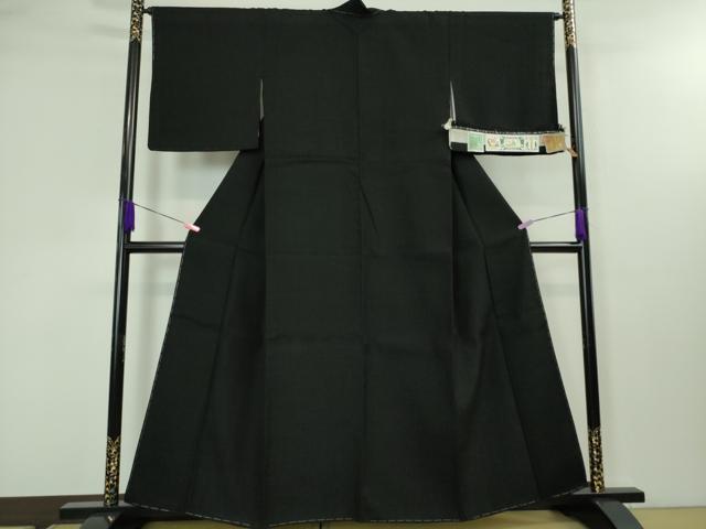 平和屋本店■極上　本場結城紬　重要無形文化財　井上商事謹製　色無地　黒地　証紙付き　逸品　未使用　DZAA4141kh5