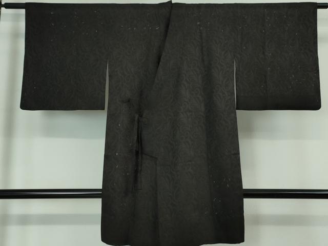 平和屋本店■極上　道中着　スリーシーズン　春夏秋　塵除け　ロング丈　唐草紋紗　黒紅色　逸品　DZAA4151kh5