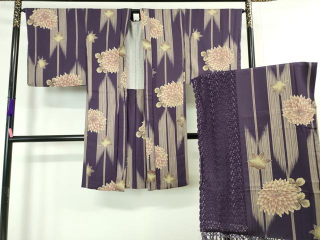 平和屋本店■極上　寺島しのぶプロデュース　長羽織・ショールセット　菊　楓　反端付き　逸品　未使用　DZAA4307kh5