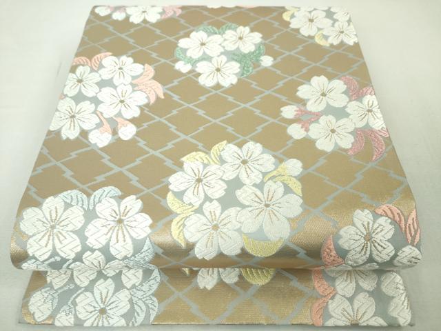 平和屋本店■極上　山口美術織物　唐織の織匠　山口成三郎謹織　六通柄袋帯　唐織　松皮菱小桜文　金糸　逸品　未使用　DZAA4356kh5