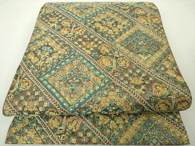 平和屋本店■極上　西陣　川島織物　六通柄　本袋帯　花鳥菱文　逸品　DZAA4358kh5