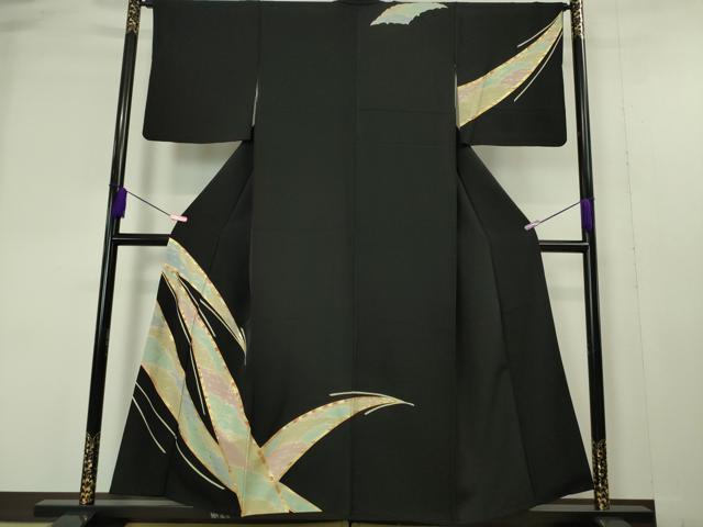 平和屋本店■極上　訪問着　雪輪　橘花文　黒地　金彩　逸品　DZAA4455kh5