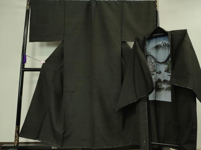 平和屋本店□極上 男性 紬 アンサンブル 長羽織セット キングサイズ 色