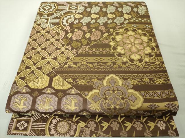 平和屋本店■極上　西陣織　陰山織物謹製　箔屋清兵衛　六通柄袋帯　名物裂　切嵌文　本金箔　逸品　未使用　DZAA4598kh5