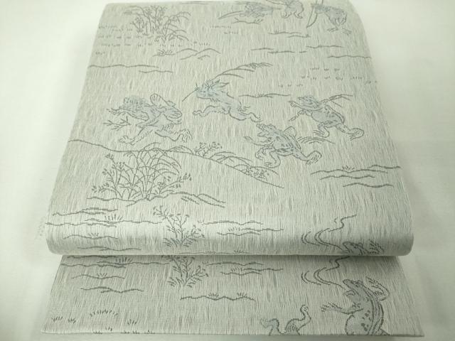 平和屋本店■極上　両面　全通柄京袋帯　すくい織　鳥獣戯画　逸品　未使用　DZAA4599kh5