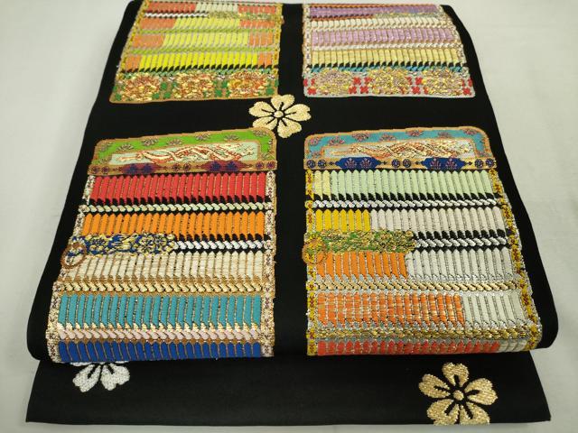 平和屋本店■最高級　龍村平蔵製　六通柄　本袋帯　威毛錦　黒地　金銀糸　逸品　DZAA4601kh5