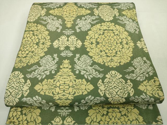 平和屋本店■最高級　人間国宝　北村武資　経錦　六通柄袋帯　正倉院唐獅子紋　金糸　逸品　DZAA4607kh5