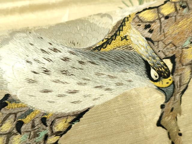 平和屋本店□極上 アンティーク 大正ロマン 九寸開き名古屋帯 総手刺繍