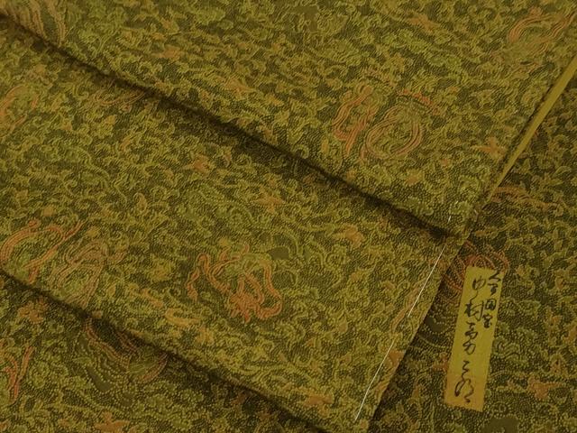 平和屋本店■極上　重要無形文化財　人間国宝　中村勇二郎　江戸小紋　獅子天女金剛力士像　菜種油色地　逸品　未使用　DZAA4631kh5