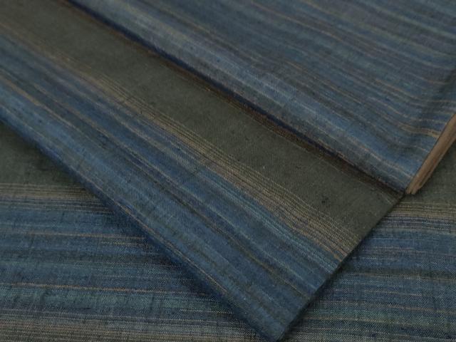 平和屋本店■希少　郡上紬　草木染　訪問着　横段文　高島屋扱い　逸品　DZAA4687kh5