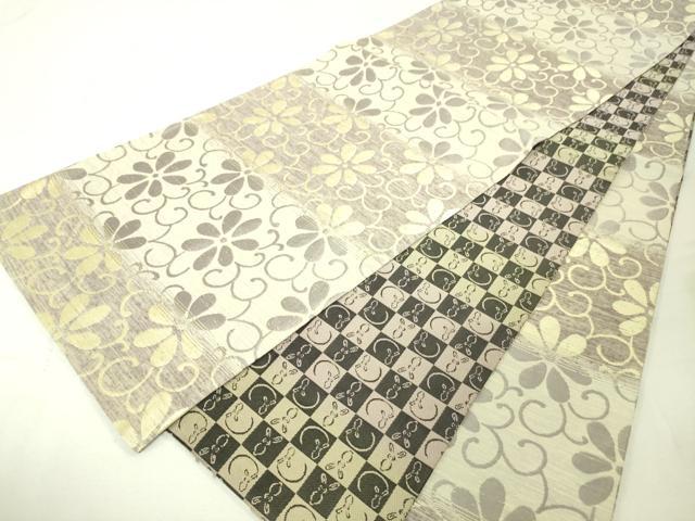 平和屋本店■極上　京都西陣・想屋謹製　両面　全通柄京袋帯　花唐草文　市松兎文　逸品　DZAA4800kh5