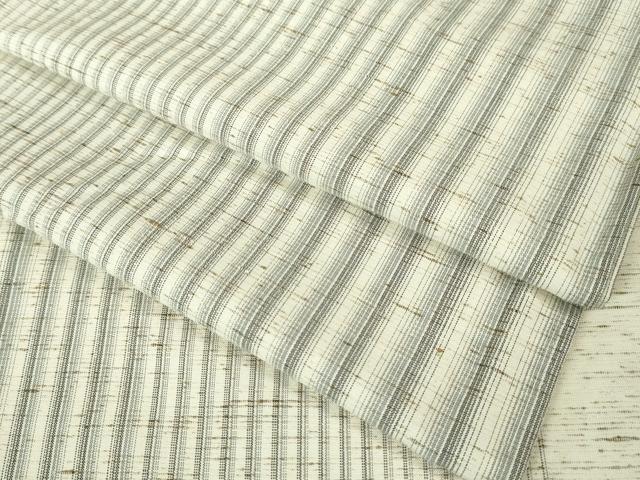 平和屋本店■極上　ぜんまい紬　単衣　縞　逸品　未使用　DZAA4851kh5