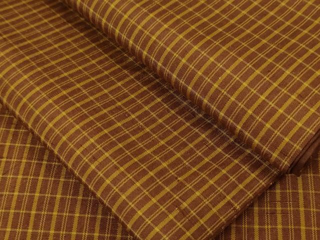 平和屋本店■極上　本場黄八丈　平織　紬　格子　逸品　DZAA4870kh5