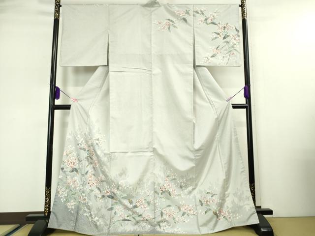 平和屋本店■極上　本場染大島紬　訪問着　友禅　草花文　逸品　DZAA4902kh5