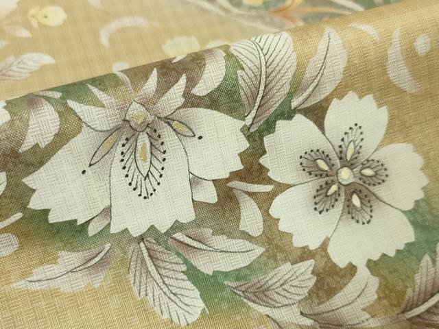 平和屋本店□極上 東京友禅 菅有鬼一 訪問着 白山紬地 手描き 草花文