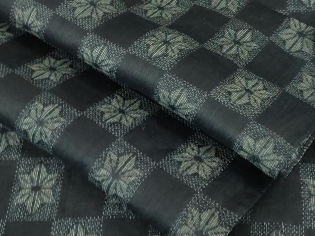 平和屋本店■極上　夏物　重要無形文化財　本場宮古上布　苧麻　市松　麻の葉　逸品　DZAA4981kh5