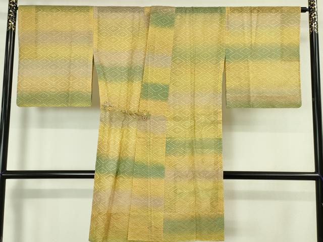 平和屋本店■極上　道中着　オーガンジー　スリーシーズン 春夏秋　塵除け　ロング丈　菱文　暈し染め　伊と幸 反端付き　逸品 DZAA5083kh5