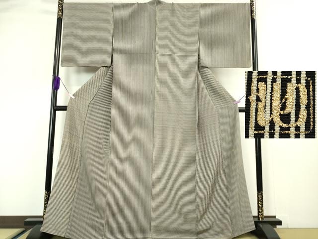 平和屋本店●極上　池田重子コレクション　訪問着　片身替わり　縦縞　横縞　黒地　逸品　DZAA5087kh6