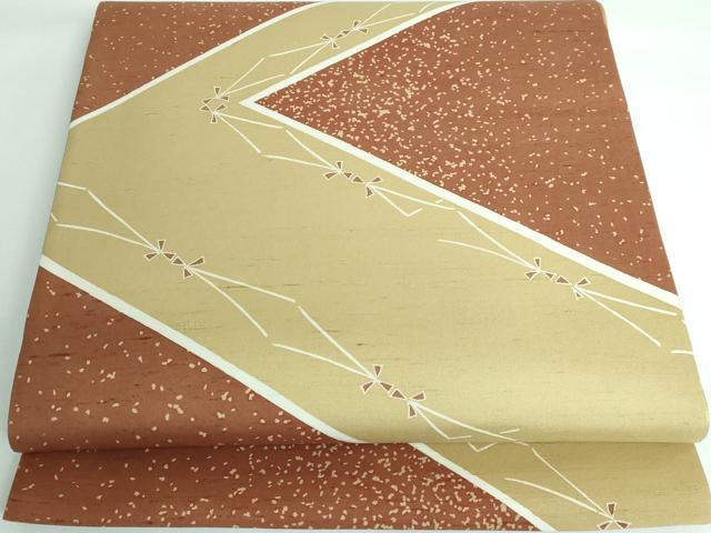 平和屋本店■極上　石川県指定無形文化財　牛首紬　白山工房　手織り　太鼓柄袋帯　逸品　DZAA5154kh5