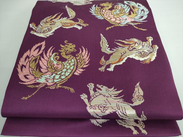 平和屋本店□極上 龍村美術織物 たつむら 太鼓柄 本袋帯 天平獅