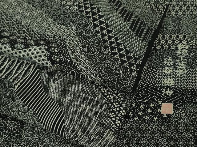 平和屋本店■極上　伝統工芸士 染谷梅治　江戸小紋　訪問着　寄せ小紋柄　黒地　さが美扱い　ロング丈　逸品　未使用　DZAA5201kh5