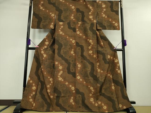 平和屋本店■極上　伝統工芸士　七代目　吉澤与市　紬　絞り　道長文　古代菊　逸品　DZAA5209kh5