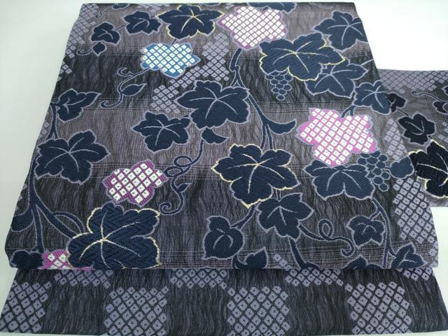 平和屋本店■極上　九寸名古屋帯　唐織　すくい織　葡萄蔦の葉文　金糸　逸品　DZAA5264kh5