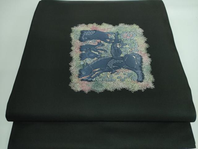 平和屋着物○本場大島紬 カタス7マルキ 枝花文 正絹 逸品 AAAZ7645ph