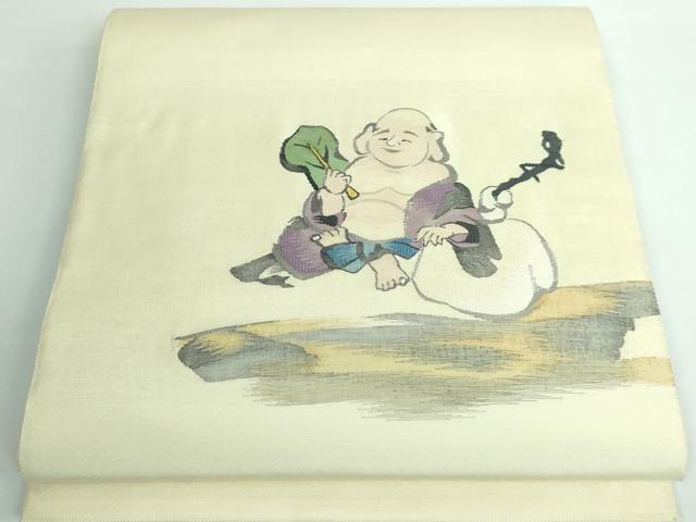 平和屋本店■極上　太鼓柄袋帯　布袋様　蒸栗色地　逸品　DZAA5301kh5