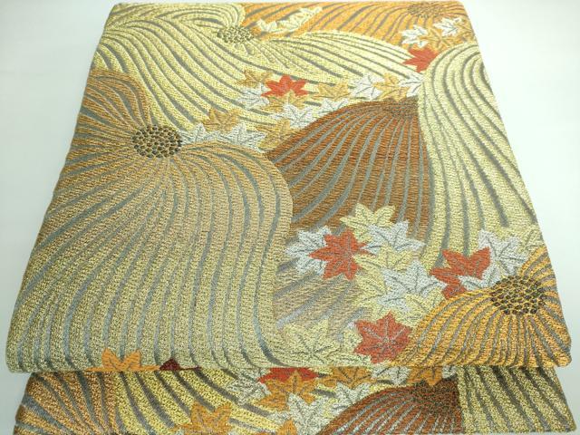 平和屋本店■極上　紋屋井関　御寮織　六通柄袋帯　唐織　楓　白金　金銀糸　逸品　DZAA5304kh5
