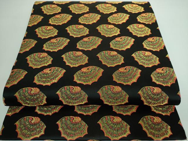 平和屋本店■極上　龍村美術織物　九寸開き名古屋帯　彩貝文　黒地　金糸　逸品　DZAA5328kh5