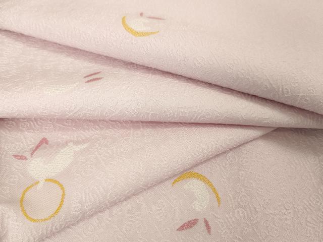 平和屋本店■極上　お召　兎　うさぎ　撫子色地　逸品　DZAA5385kh5