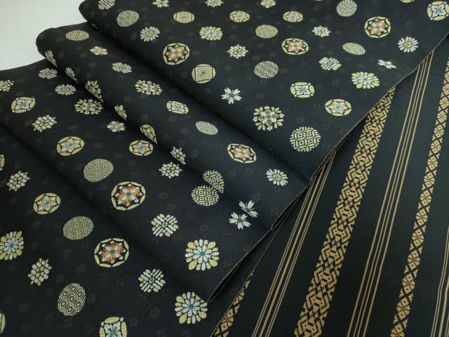 平和屋本店■極上　本場筑前博多織　草木染　手織工房　染匠：小森久　両面　全通柄袋帯　小紋あそび　献上　黒地　逸品　DZAA5467kh5