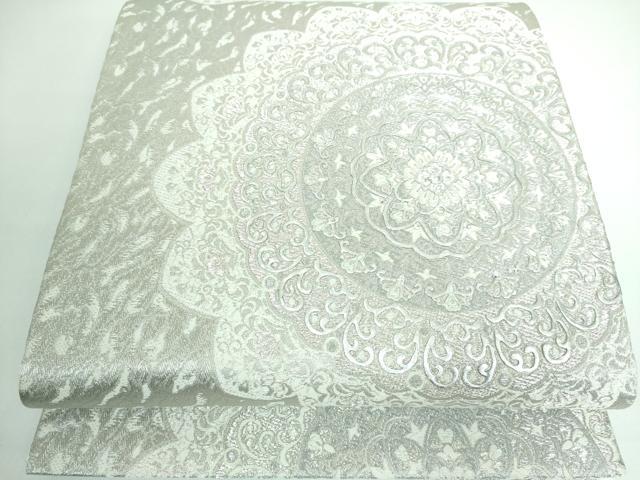 平和屋本店■極上　西陣　六通柄袋帯　ラインストーン　正倉院花文　銀糸　反端付き　逸品　DZAA5471kh5