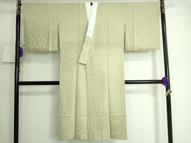 平和屋本店■上質な長襦袢　袷　舞桜地紋　薄い柳茶色地　逸品　未使用　DZAA5510kh5
