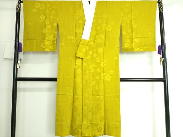 平和屋本店■上質な長襦袢　無双仕立て　舞花地紋　菜種油色地　やまと誂製　逸品　DZAA5517kh5