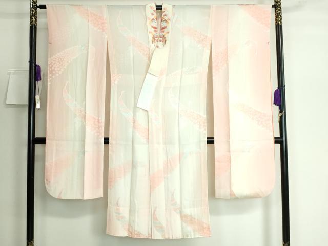 平和屋本店■振袖用長襦袢　無双仕立て　孔雀花文　暈し染め　半衿刺繍　逸品　DZAA5527kh5