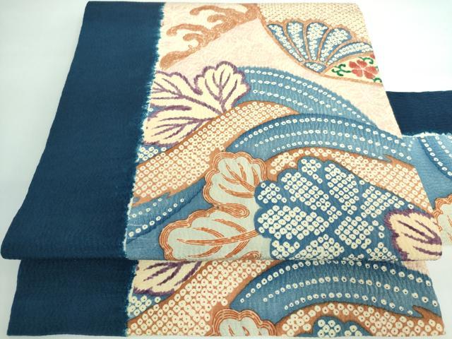 平和屋本店■極上　摺型友禅　京都　多ち花　九寸名古屋帯　微不貝に菊　逸品　DZAA5676kh5