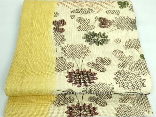 平和屋本店■極上　夏物　摺型友禅　京都　多ち花　九寸開き名古屋帯　紗綾形花文　逸品　DZAA5714kh5