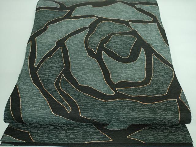 平和屋本店■極上　八寸名古屋帯　薔薇　黒地　金糸　逸品　DZAA5716kh5