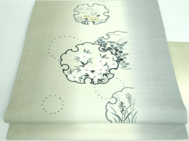 平和屋本店■極上　九寸名古屋帯　紬地　雪輪花文　逸品　DZAA5719kh5