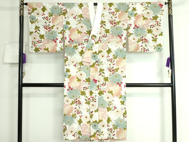 平和屋本店■上質な長襦袢　無双仕立て　雪輪花文　乱菊　逸品　DZAA5792kh5