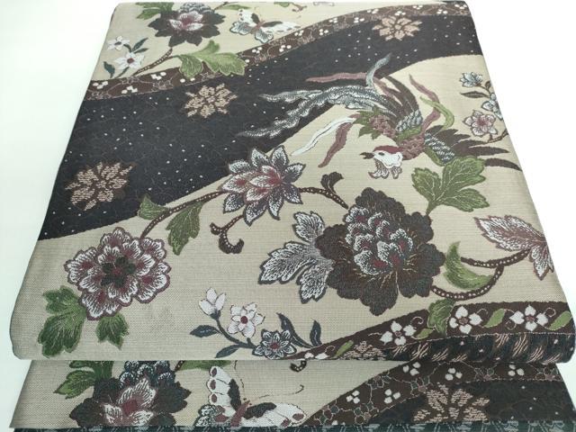 平和屋本店■極上　「美しいキモノ」お馴染みのメーカー　となみ織物　六通柄袋帯　里村紹巴　鳳凰更紗花文　逸品　DZAA5830kh5