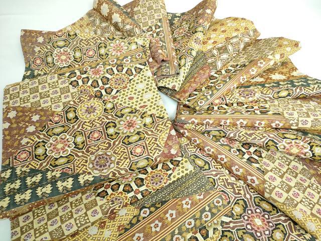 平和屋本店■最高級　明綴れ　全通柄袋帯　切り嵌め花文　金糸　逸品　DZAA5854kh5