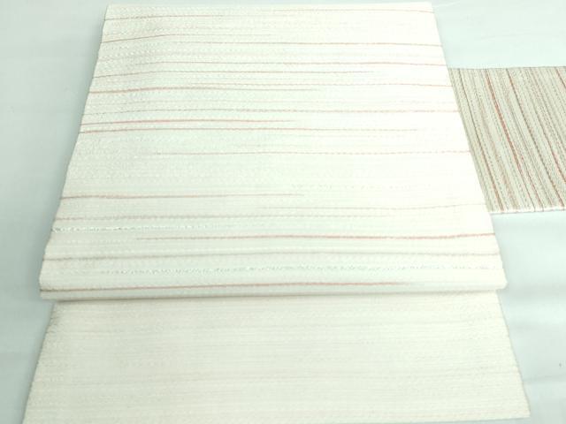 平和屋本店■極上　銀座もとじ　西陣　織楽浅野　九寸名古屋帯　横段文　反端付き　逸品　DZAA5864kh5